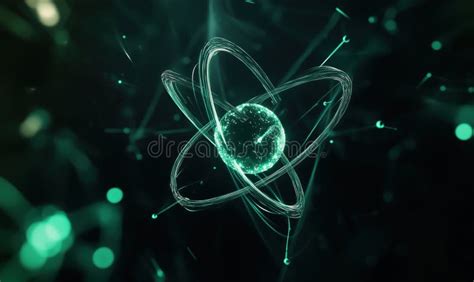 Atomic Structure Representation With Glowing Nucleus And Orbiting Electrons Showcasing
