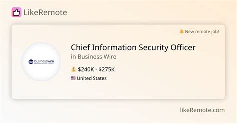 📩 Chief Information Security Officer At 🏢 Business Wire Salary 💰240k 275k 📍remote Job In