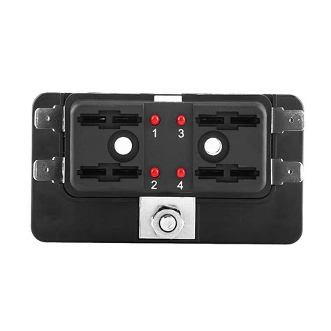 LYUMO 4 Way Circuit Blade Box Block Holder With LED Warning Light Kit For Car Van Boat Marine 4