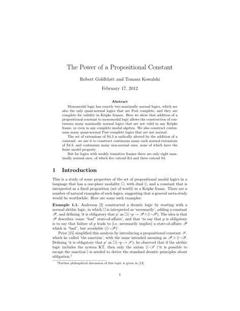 Pdf The Power Of A Propositional Constant