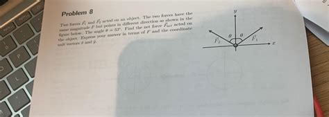Solved Problem Two Forces Vec F And Vec F Acted On An Chegg Com