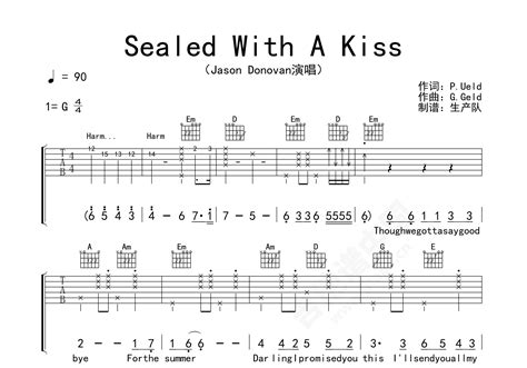 Sealed With A Kiss吉他谱 Jason Donovan 进阶G大调民谣 弹唱谱 吉他谱中国