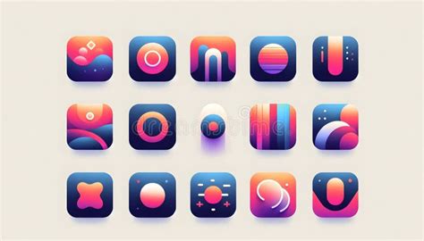 Modern Vector Icon Pack With Gradient Fill Rounded Corners And