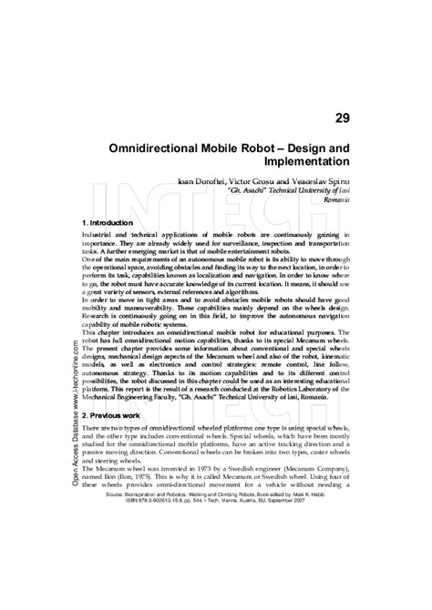 Pdf Omnidirectional Mobile Robot Design And Implementation