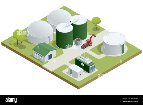 Isometric Modern Biogas Plant Biogas Is An Environmentally Friendly