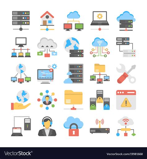 Web Hosting Flat Icons Royalty Free Vector Image
