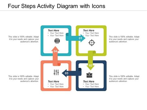 Four Steps Activity Diagram With Icons Ppt Powerpoint Presentation Pictures