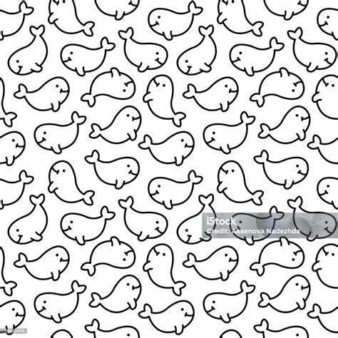 흰색 배경에 고래와 벡터 원활한 패턴 직물 직물 장식 디자인 그래픽 고래에 대한 스톡 벡터 아트 및 기타 이미지 고래 귀여운 대형 Istock