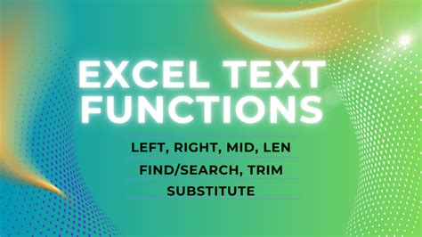 Excel Text Functions 1 Left Right Mid Trim Len Search
