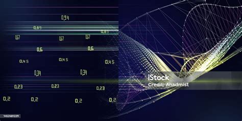Big Data Abstract Background Polygonal Grid And Data On Dark Blue