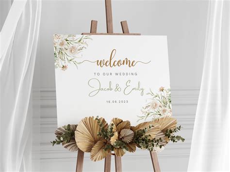Editable Wedding Welcome Sign Template Floral Welcome Board Template