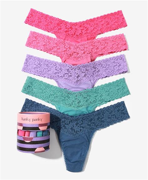 Hanky Panky Womens Holiday 5 Pack Supima Cotton Low Rise Thong