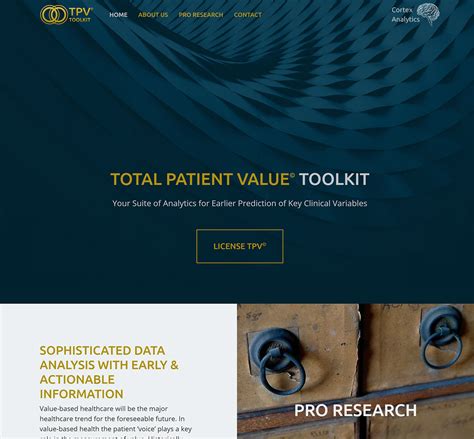 Cortex Analytics Total Patient Value Toolkit Neo Archaic Web Design