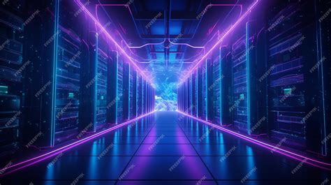 Premium Photo Data Center Server Room Mainframe Devices On Racks In Room With Big Data