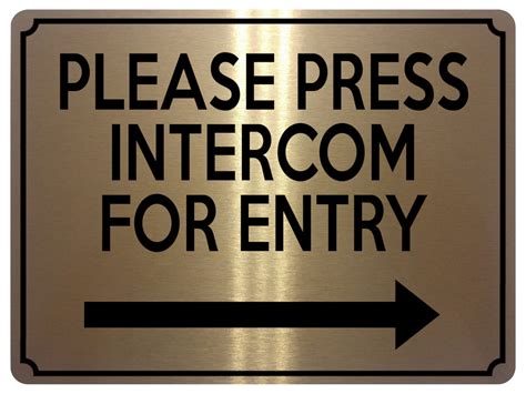 1905 Please Press Intercom For Entry Door Gate Right Metal Aluminium P