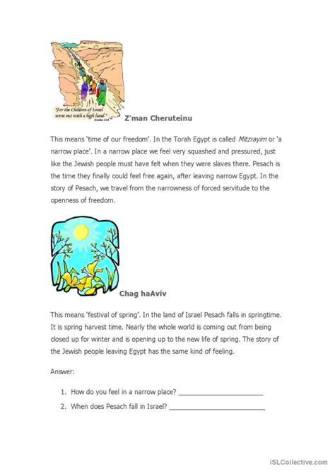 Passover Pesach English Esl Worksheets Pdf And Doc