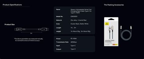 Baseus Unbreakable Series W PD Fast Charging Data Cable Type C To Type C M White Baseus