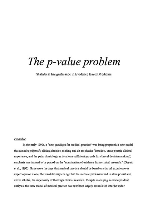 Pdf The P Value Problem