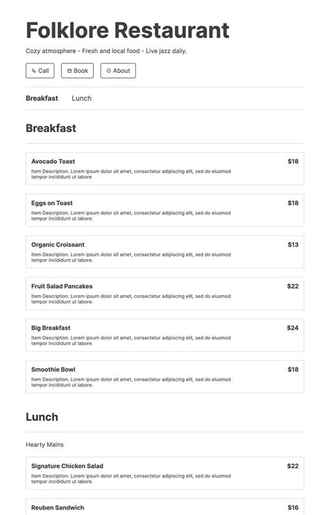 Free Simple Menu Template Menuzen