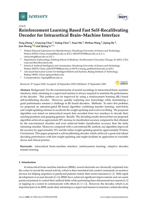 Pdf Reinforcement Learning Based Fast Self Recalibrating Decoder For Intracortical Brain