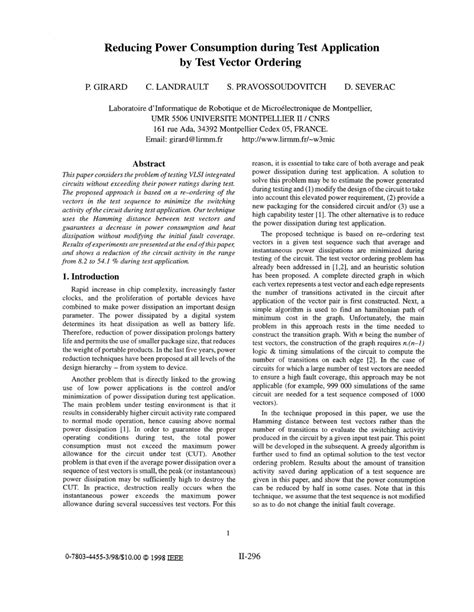 Pdf Reduction Of Power Consumption During Test Application By Test Vector Ordering Vlsi Circuits
