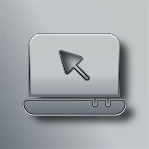 Premium Vector Stylish Silver Laptop And Mouse Pointer Icon With Gray