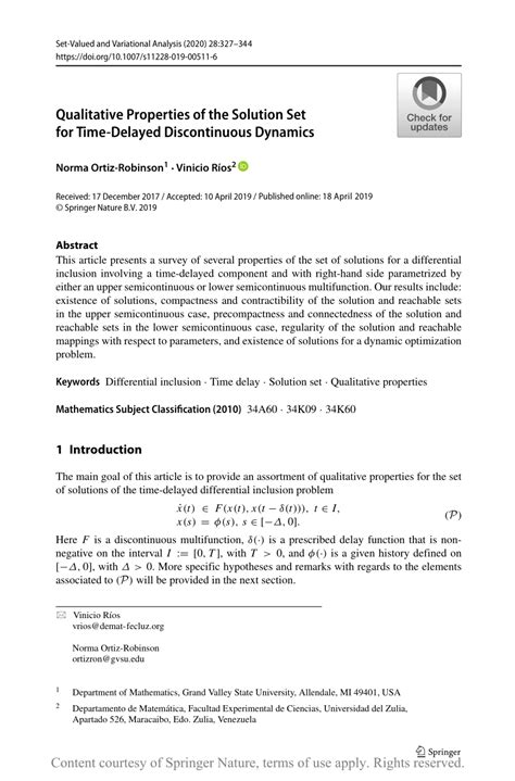Qualitative Properties Of The Solution Set For Time Delayed