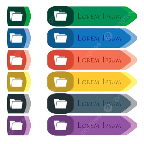 Flat Design Folder Icon Set Colorful And Bright Long Buttons With Small Modules Vector Empty
