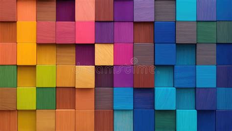 Array Of Stacked Wooden Blocks In Various Colors Stock Illustration