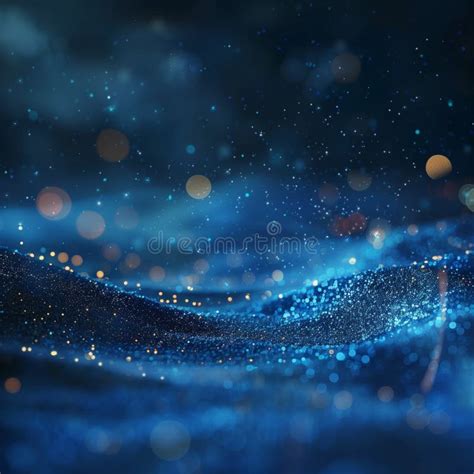 Abstract Blue Bokeh Lights On Digital Wave Background Stock Illustration Illustration Of High
