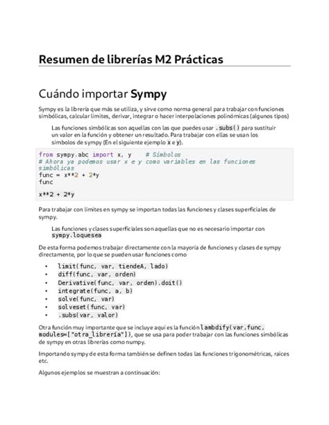 Resumen De Librerias Python Practicas Pdf
