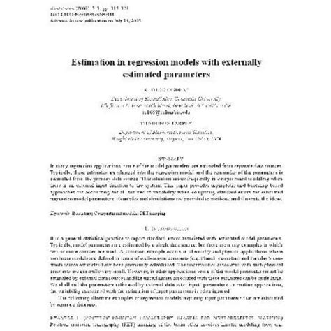 خرید و قیمت دانلود کتاب Estimation In Regression Models With Externally Estimated Parameters ترب
