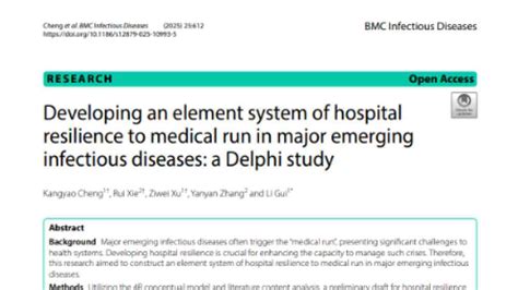 Developing An Element System Of Hospital Resilience To Medical Run In Major Emerging Infectious