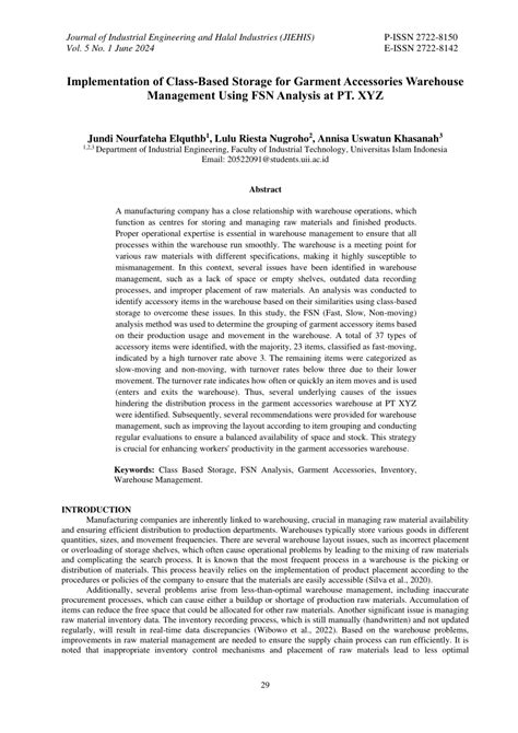 Pdf Implementation Of Class Based Storage For Garment Accessories Warehouse Management Using