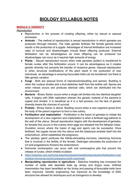 Biology Syllabus Notes Biology Year 12 Hsc Thinkswap