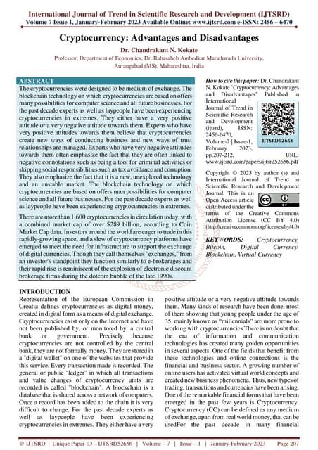 Cryptocurrency Advantages And Disadvantages Pdf