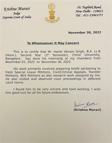 Harsh Vikram Singh On Linkedin Legal Legalprofession Supremecourt Experience Civil Internship