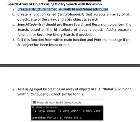 Solved Search Array Of Objects Using Binary Search With