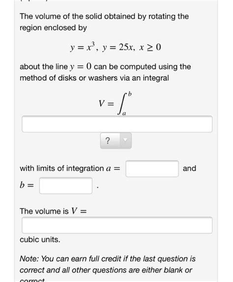 Solved The Volume Of The Solid Obtained By Rotating The