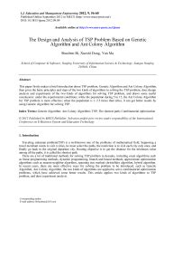 The Design And Analysis Of TSP Problem Based On Genetic Algorithm And Ant Colony Algorithm