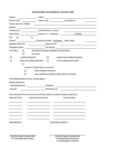 Individual Record Form Irf Pdf