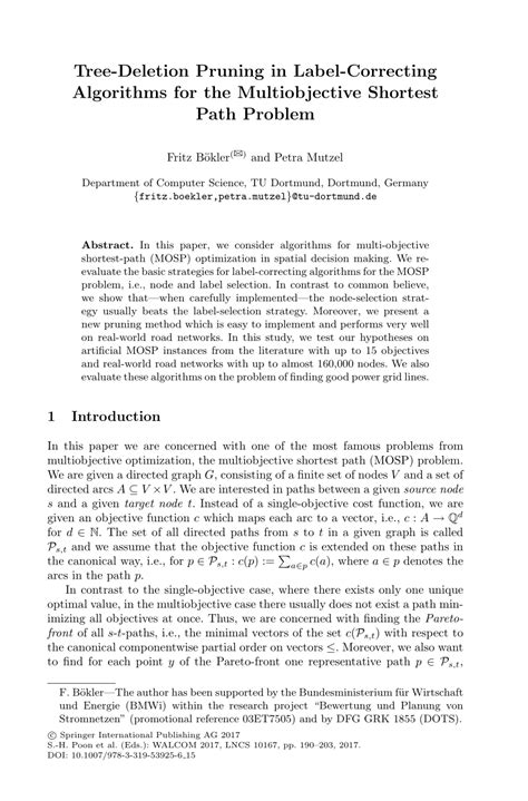 Pdf Tree Deletion Pruning In Label Correcting Algorithms For The Multiobjective Shortest Path
