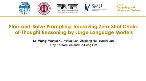 Plan And Solve Prompting Improving Zero Shot Chain Of Thought Reasoning By Large Language