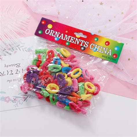 100pcs 여자에 대 한 15cm 다채로운 작은 반지 탄성 헤어 밴드 헤어 액세서리 머리에 대 한 귀여운 고무 밴드 껌