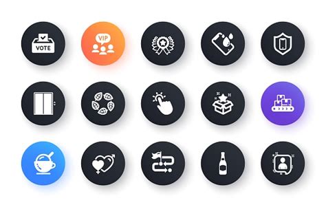 웹 개발을위한 스마트 폰 보호 투표 상자 및 Vip 클라이언트 평면 아이콘의 최소 세트 디자인을 위해 벡터 개발에 대한 스톡 벡터 아트 및 기타 이미지 Istock