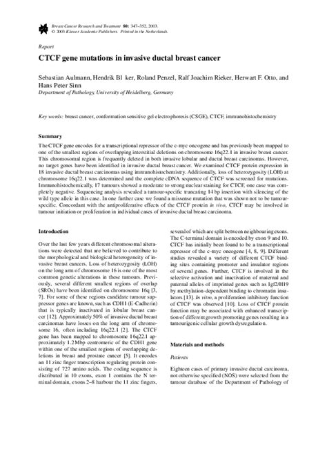 Pdf Tumor Associated Zinc Finger Mutations In The Ctcf Transcription