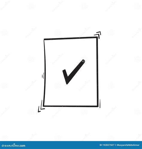 Hand Drawn Paper Document With Check Mark Symbol Vector Stock Vector Illustration Of Mark