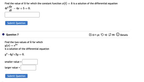 solved find the value of k for which the constant function