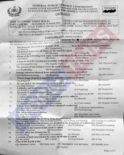 Css Geology Paper 2024 Legalversity