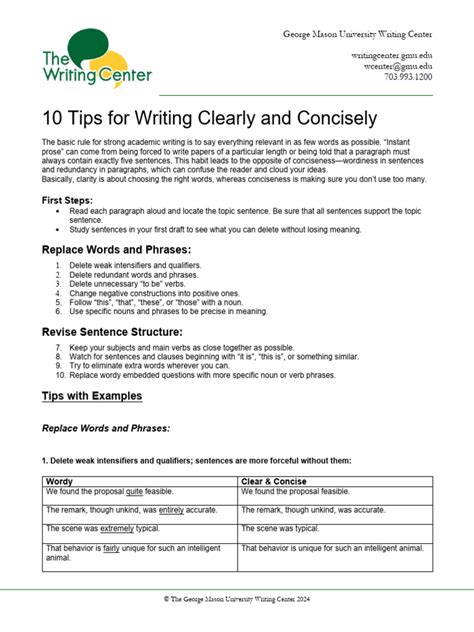 10tipsforwritingclearlyandconcisely Pdf Sentence Linguistics Subject Grammar